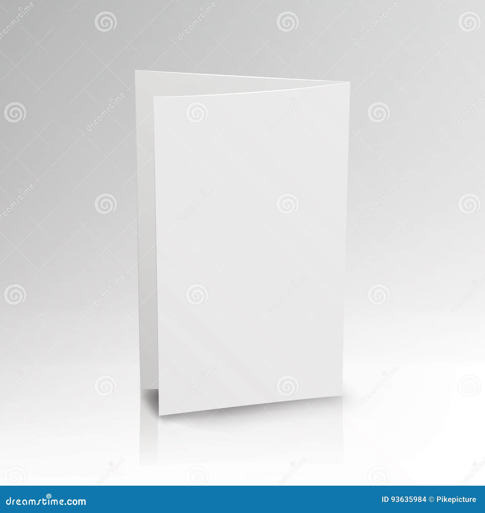 Blank Folder White Leaflet. Vector 3D Mockup. Realistic Paper Brochure ...