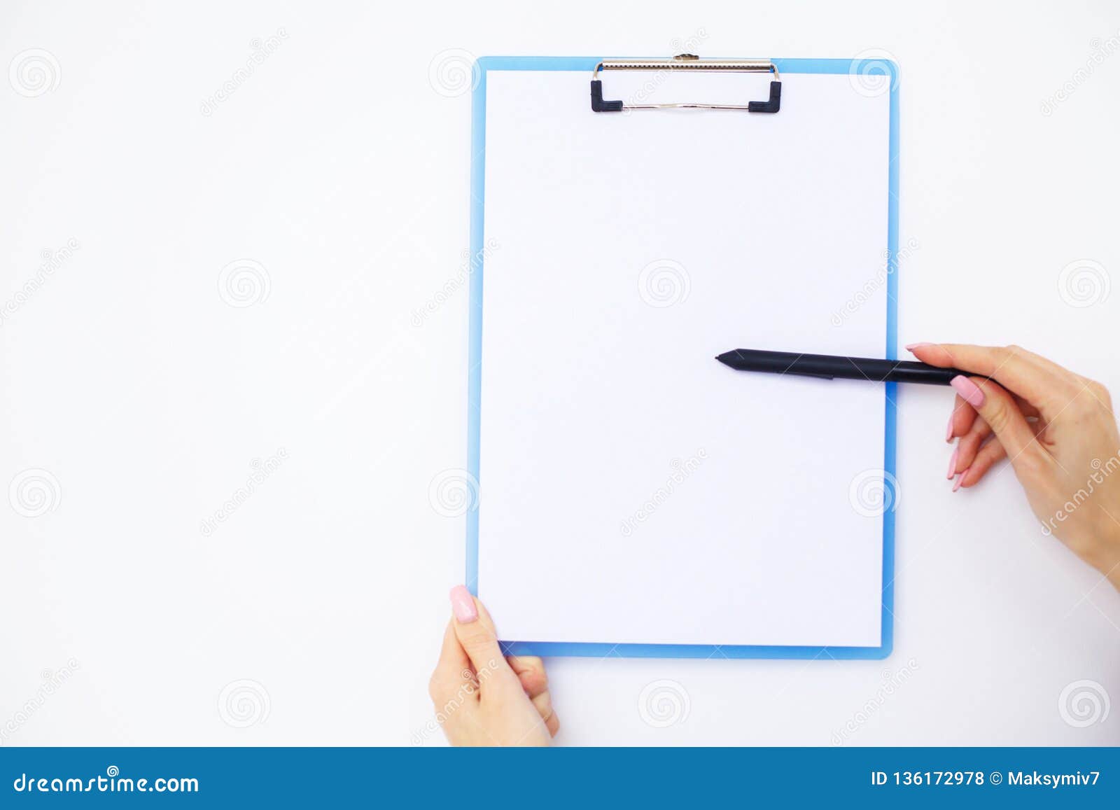 Blank Folder with White Paper. Hand that Holding Folder and Handle on ...