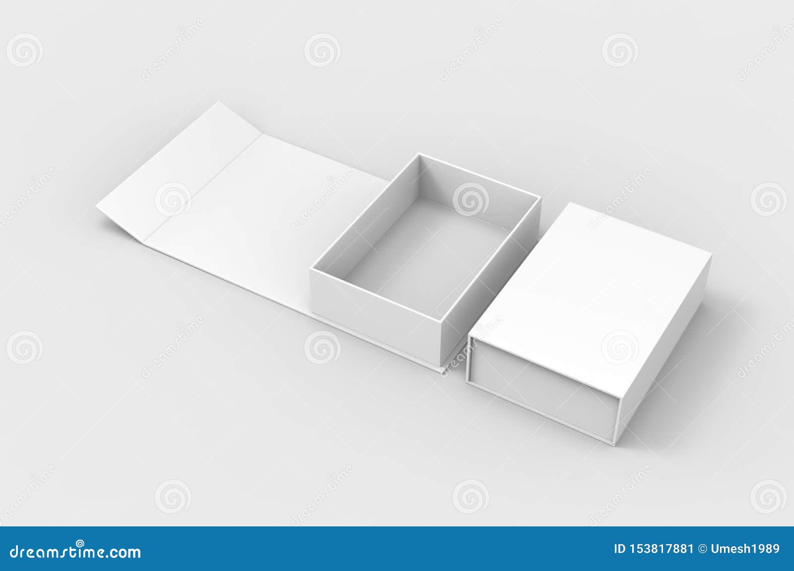 Blank Folding Box, 3d Render Illustration. Stock Illustration ...