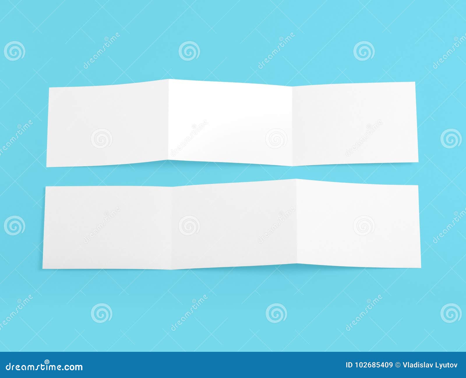 Blank Folding Page Booklet on Blue Background. Stock Image - Image of ...