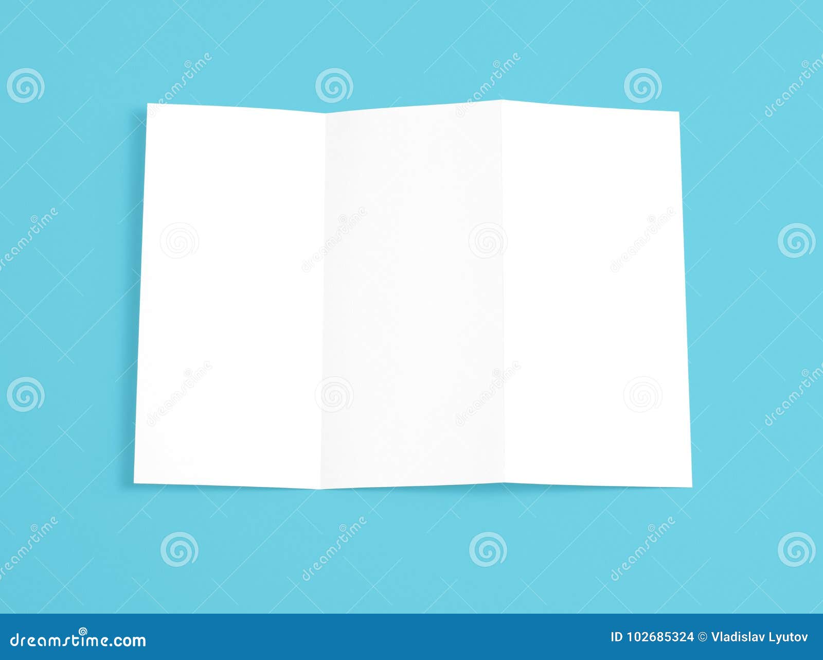 Blank Folding Page Booklet on Blue Background. Stock Photo - Image of ...