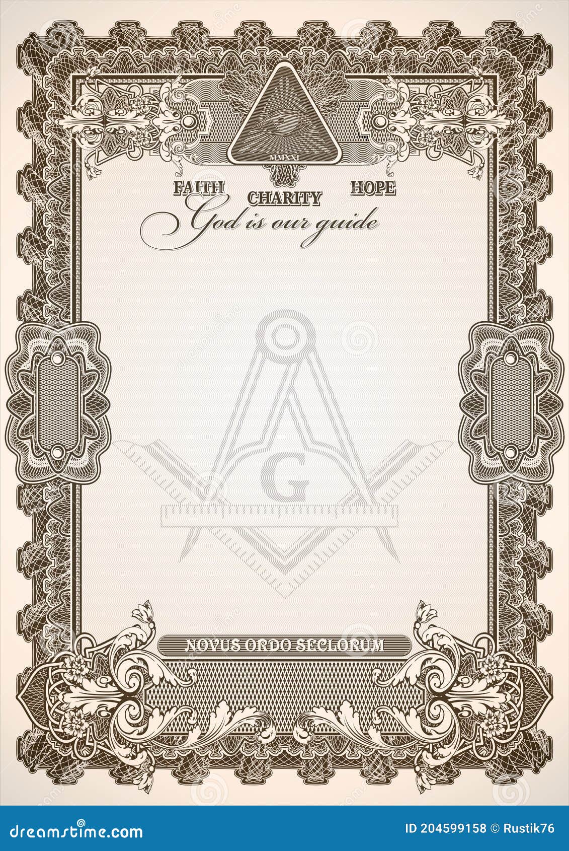 Masonic Symbols on a Blank Letterhead for Creating Documents. Stock ...