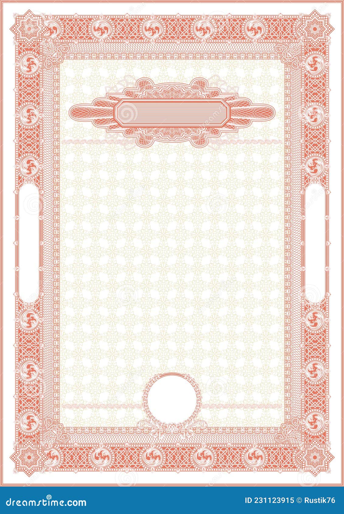 Arabic Style Certificate Blank Vertical Red Stock Illustration ...