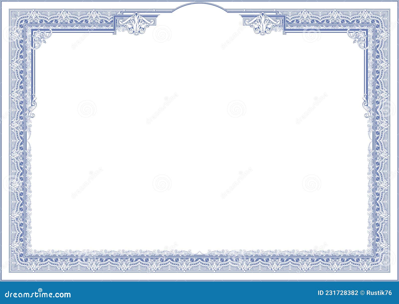 Classic Blank Horizontal Certificate Blue Stock Illustration ...