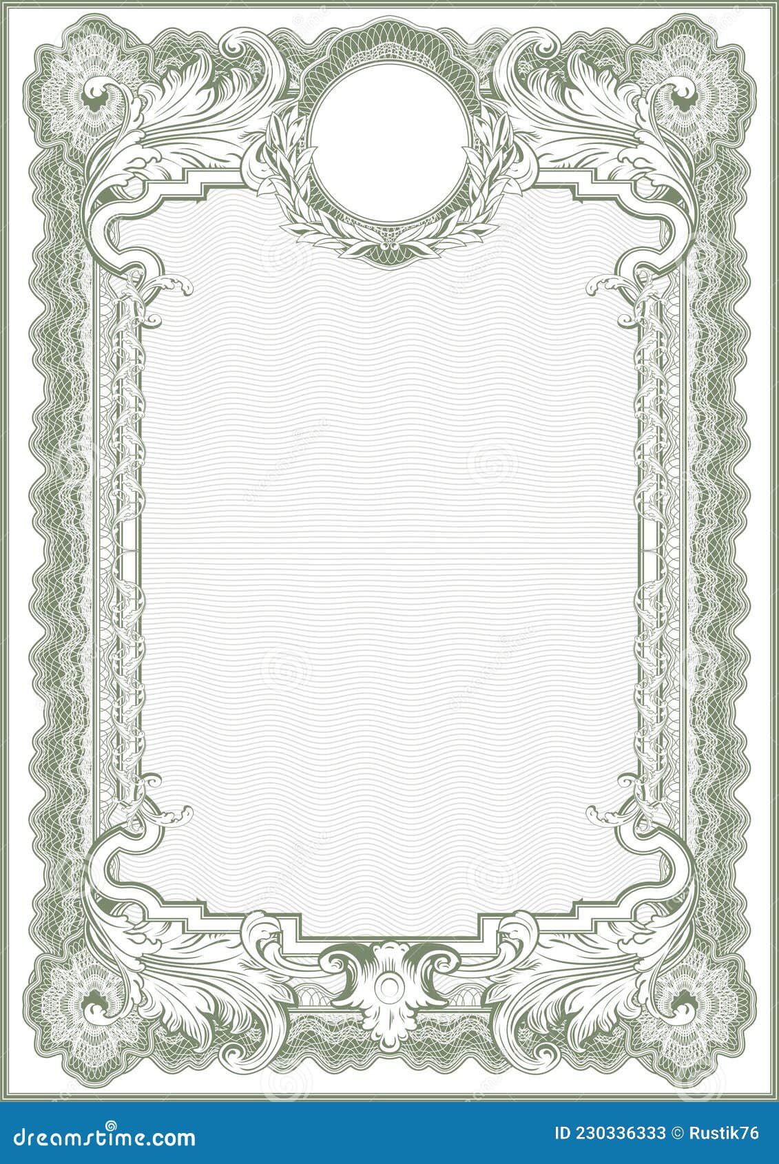 Classic Form for Creating Certificates. Vertical Orientation. Green ...
