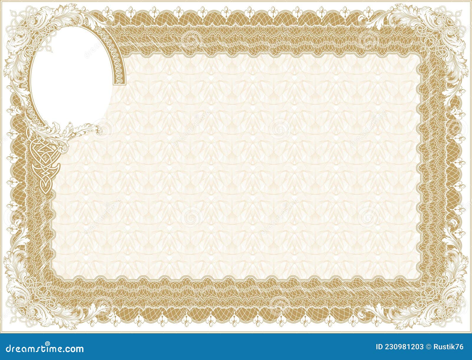 Empty Horizontal Frame for Certificate Golden Stock Illustration ...