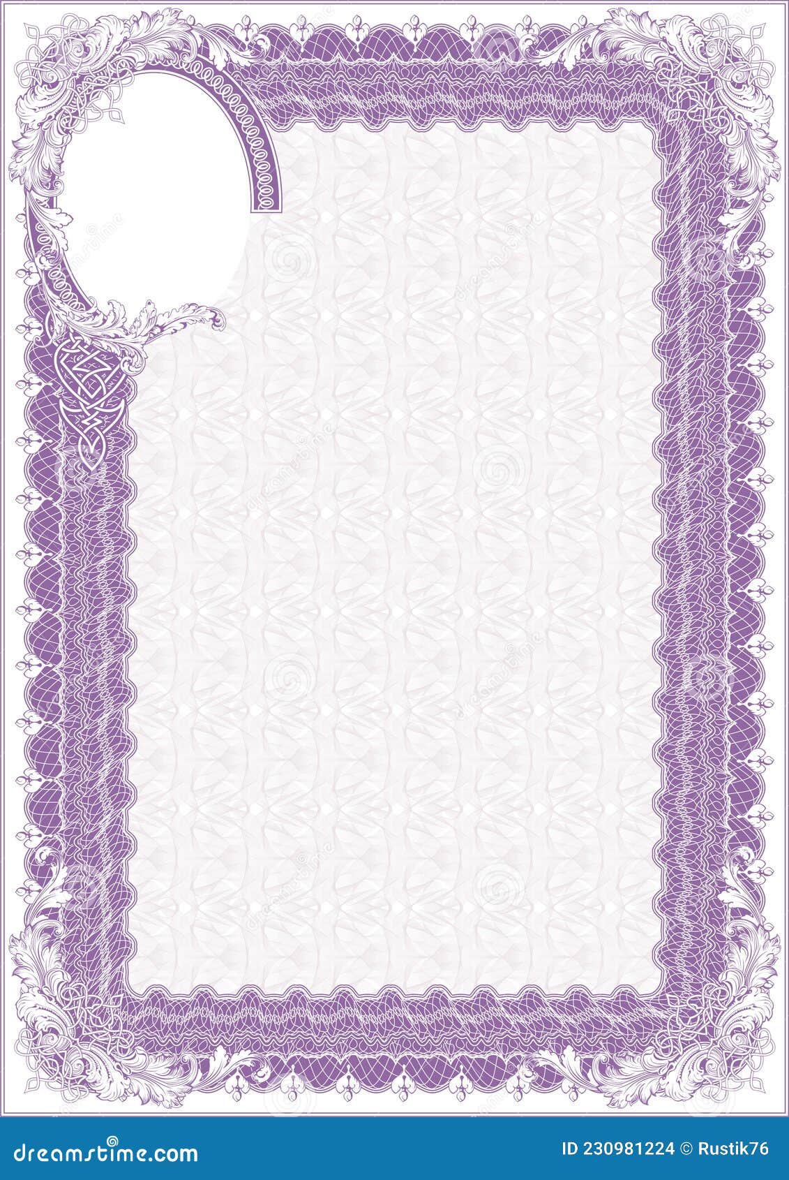 Empty Vertical Frame for Certificate Purple Stock Illustration ...