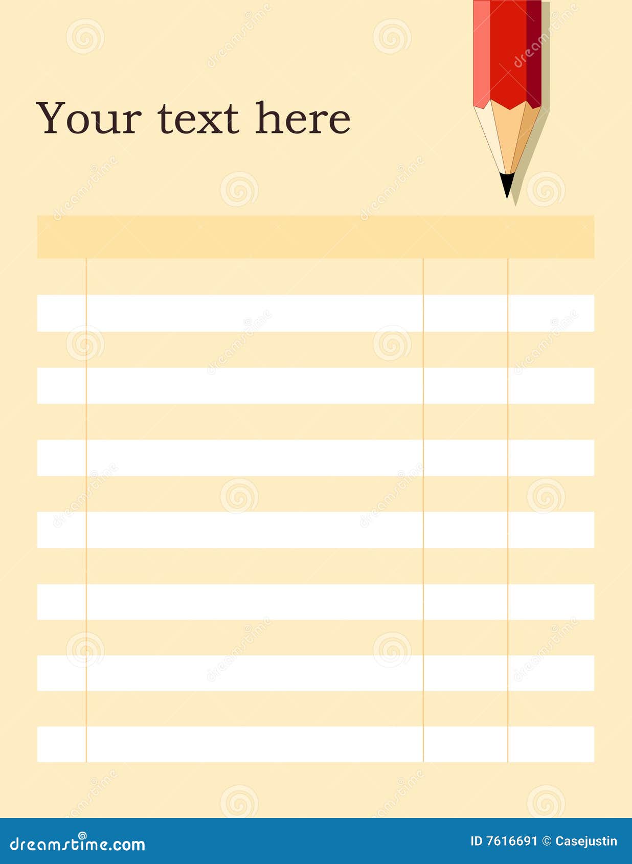 Blank Form, Red Pencil stock vector. Illustration of tint - 7616691