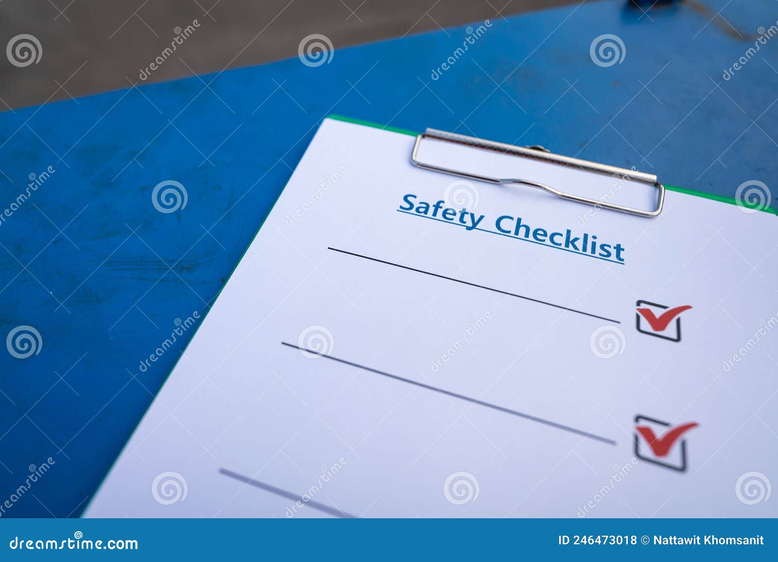 A Blank `Safety Checklist` Using To Inspect the Machine Condition ...