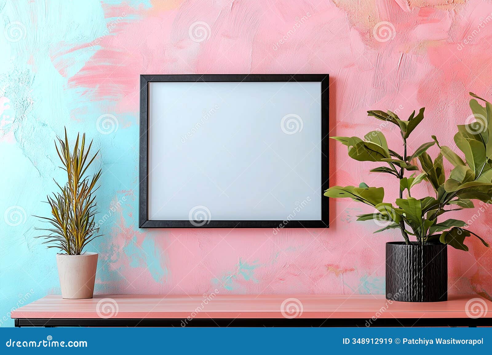 A Blank Frame on a Colorful Wall Stock Illustration - Illustration of ...