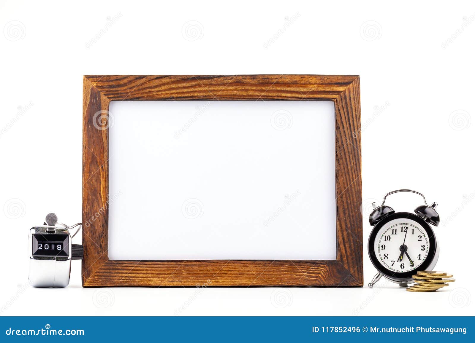 Blank, Frame, Golden Alarm Clock Stock Photo - Image of business, hour ...