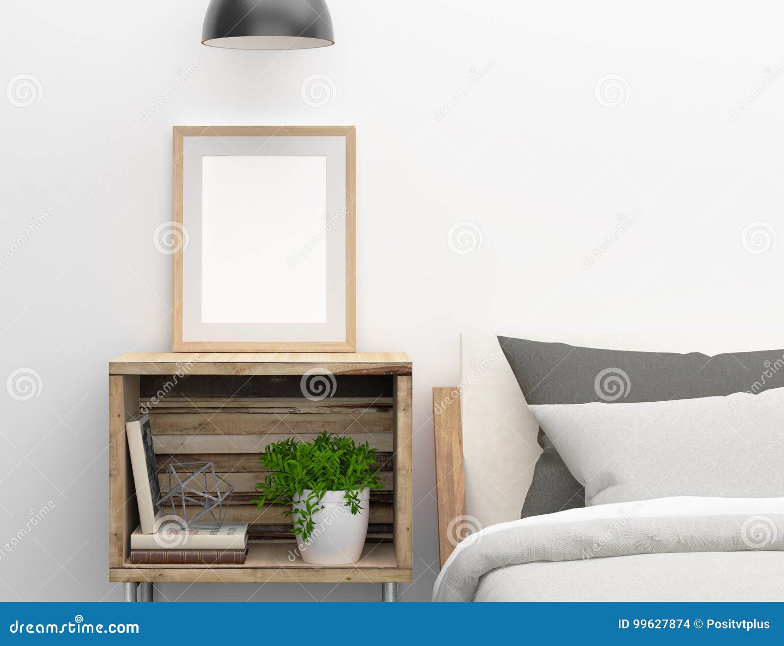 Blank Frame Mockup on Bedroom Side Table Stock Illustration ...