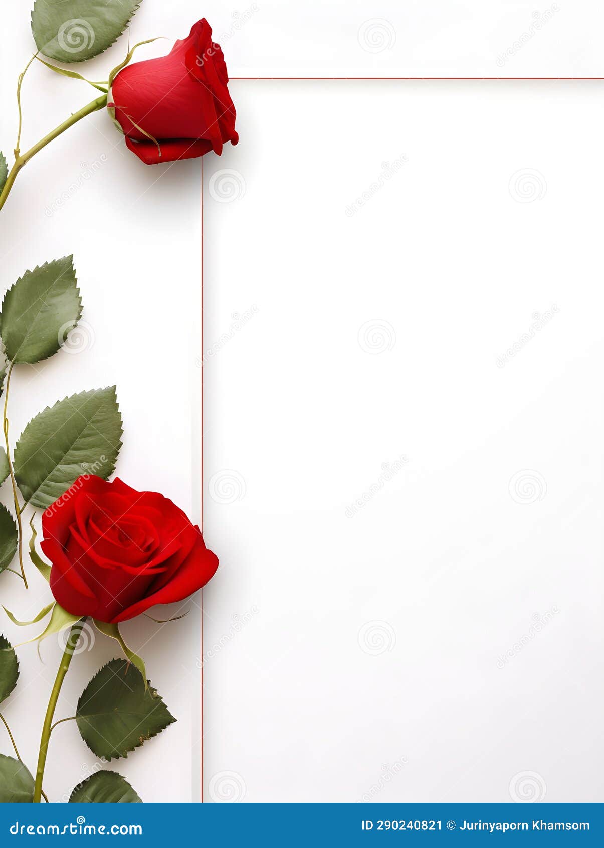 Blank Frame with Red Roses at the Boarder for Background Image, AI ...