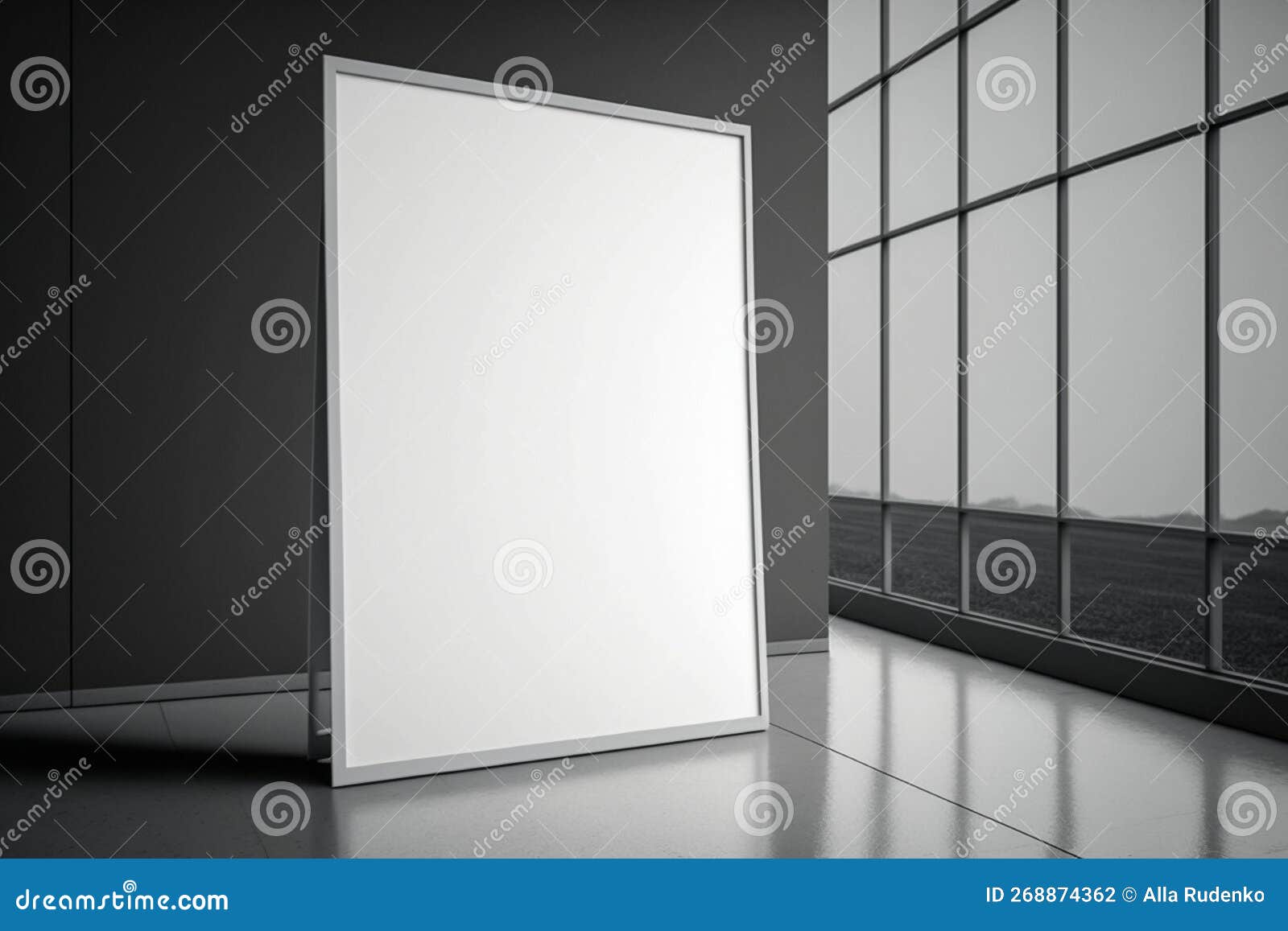 Blank Frame on White Wall in Empty Room. Template for Design. Mock Up ...