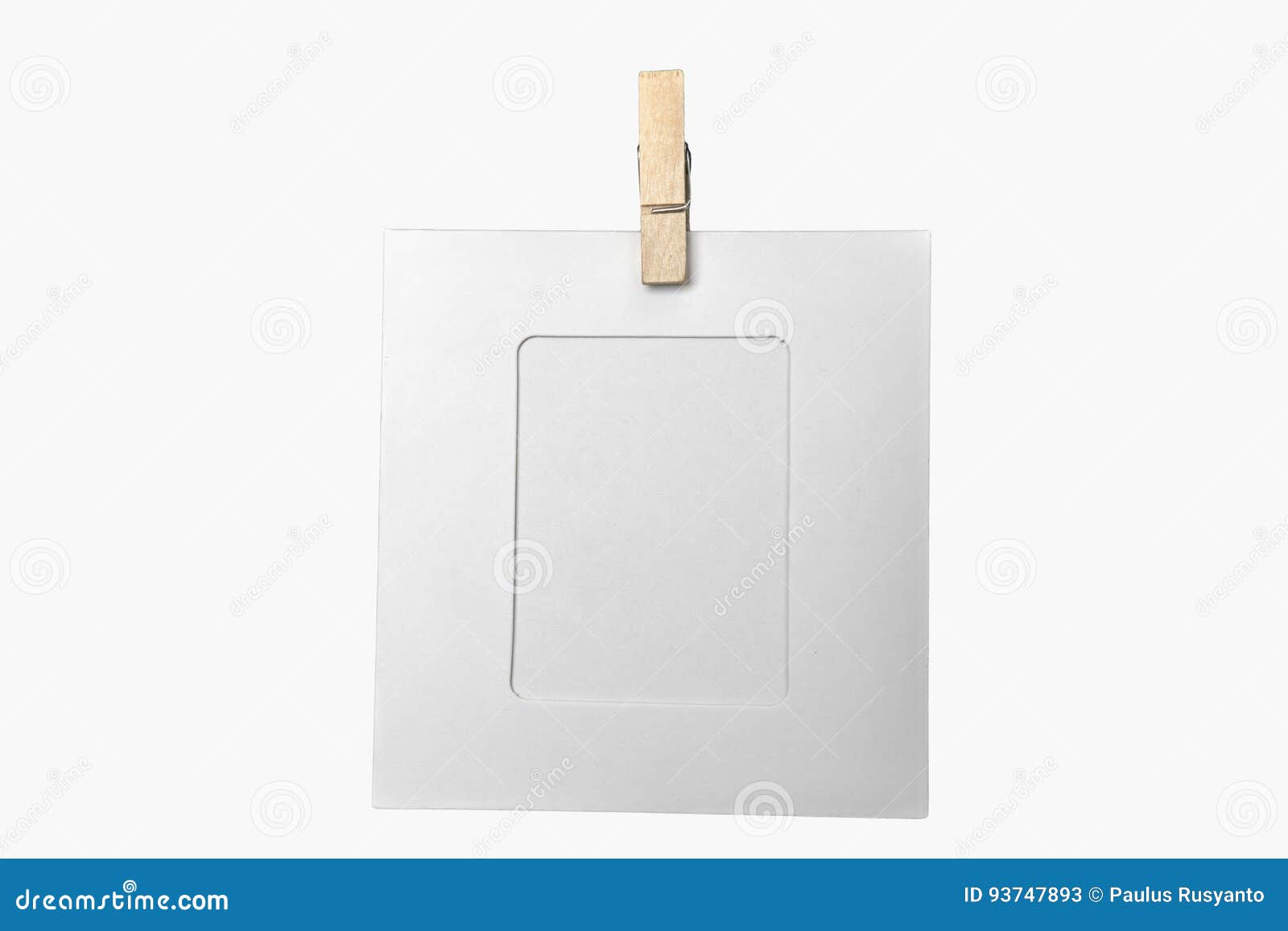 Blank Frame with Wooden Clothespin Stock Image - Image of close ...