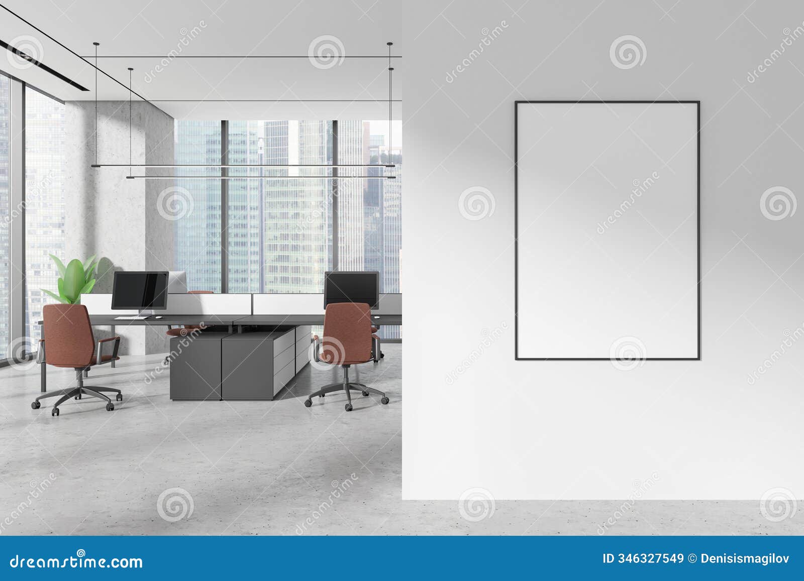 Blank Framed Poster Mockup On A Wall In A Modern Kitchen Interior ...