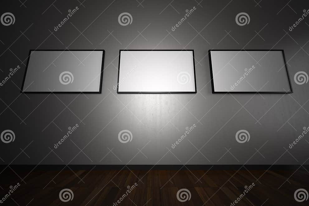 Blank Frames in Art Gallery Stock Illustration - Illustration of ...