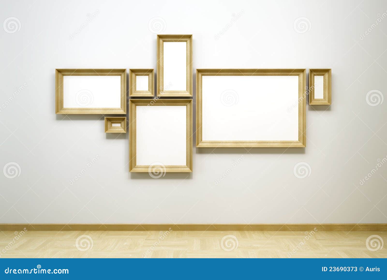Blank Frames in the Gallery Stock Illustration - Illustration of render ...