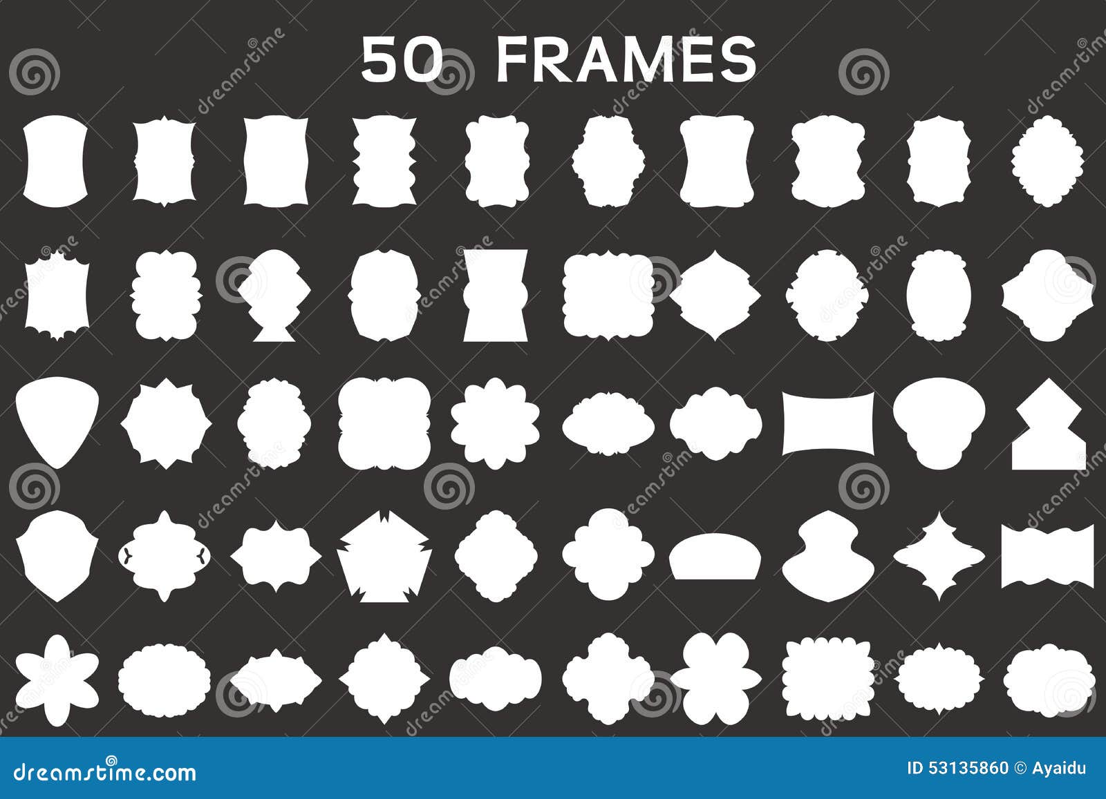 50 Blank Frames.Vector Illustration Stock Vector - Illustration of ...