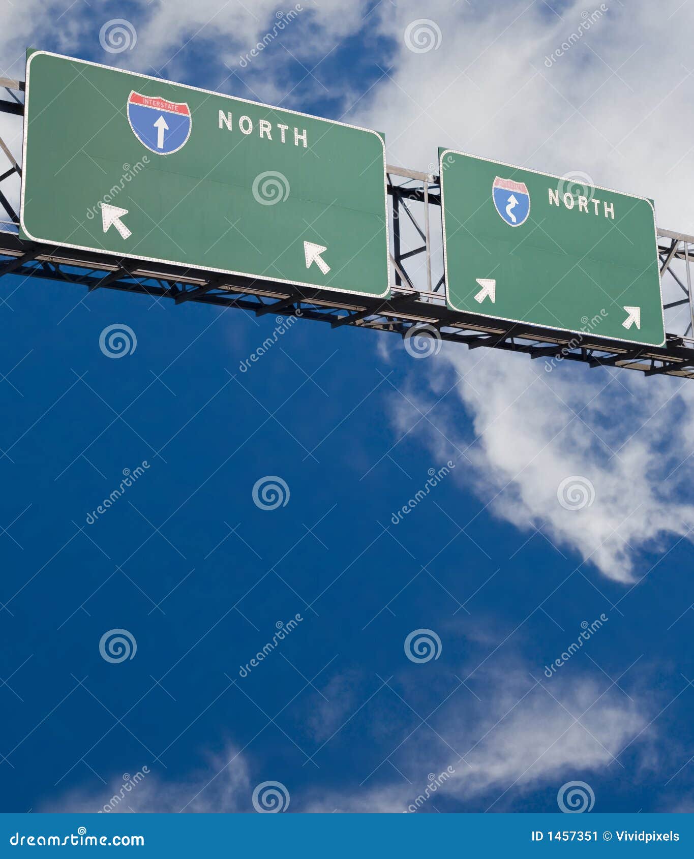 Blank Freeway Sign in Blue Cloudy Sky Stock Image - Image of life ...