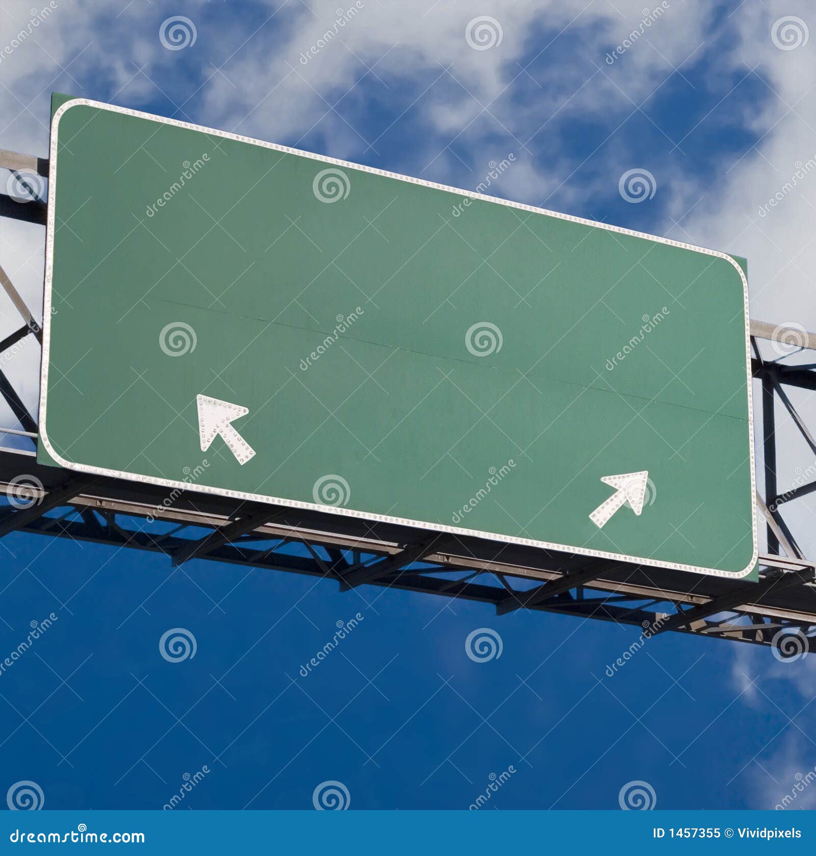 Blank Freeway Sign in Blue Cloudy Sky Stock Image - Image of ...