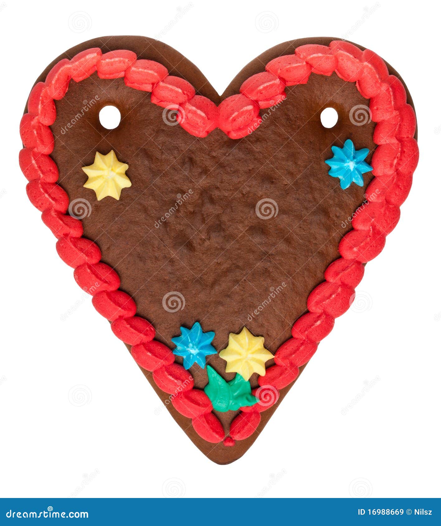 Gingerbread Heart On Decorated Spruce Background. Stock Photo ...