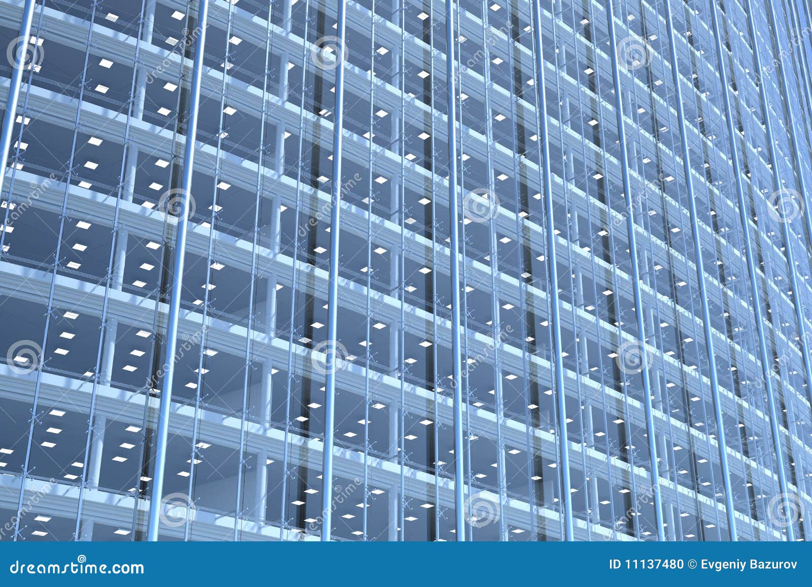 Blank Glass Facade of Curved Office Building Stock Illustration ...
