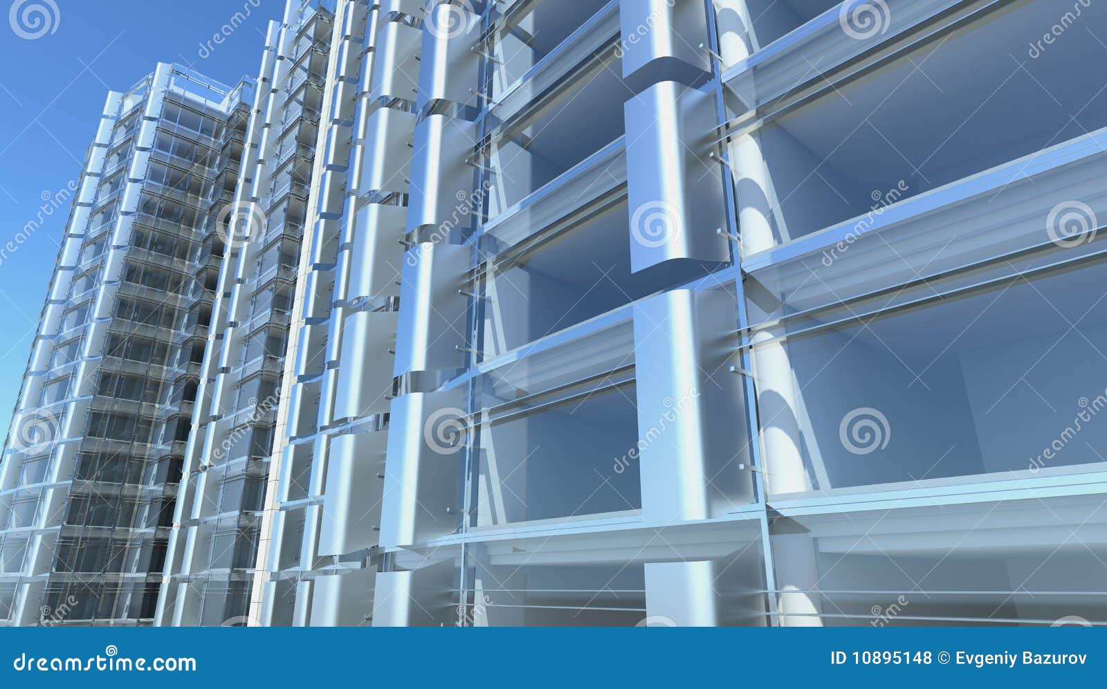 Blank Glass Facade of Office Building Stock Illustration - Illustration ...