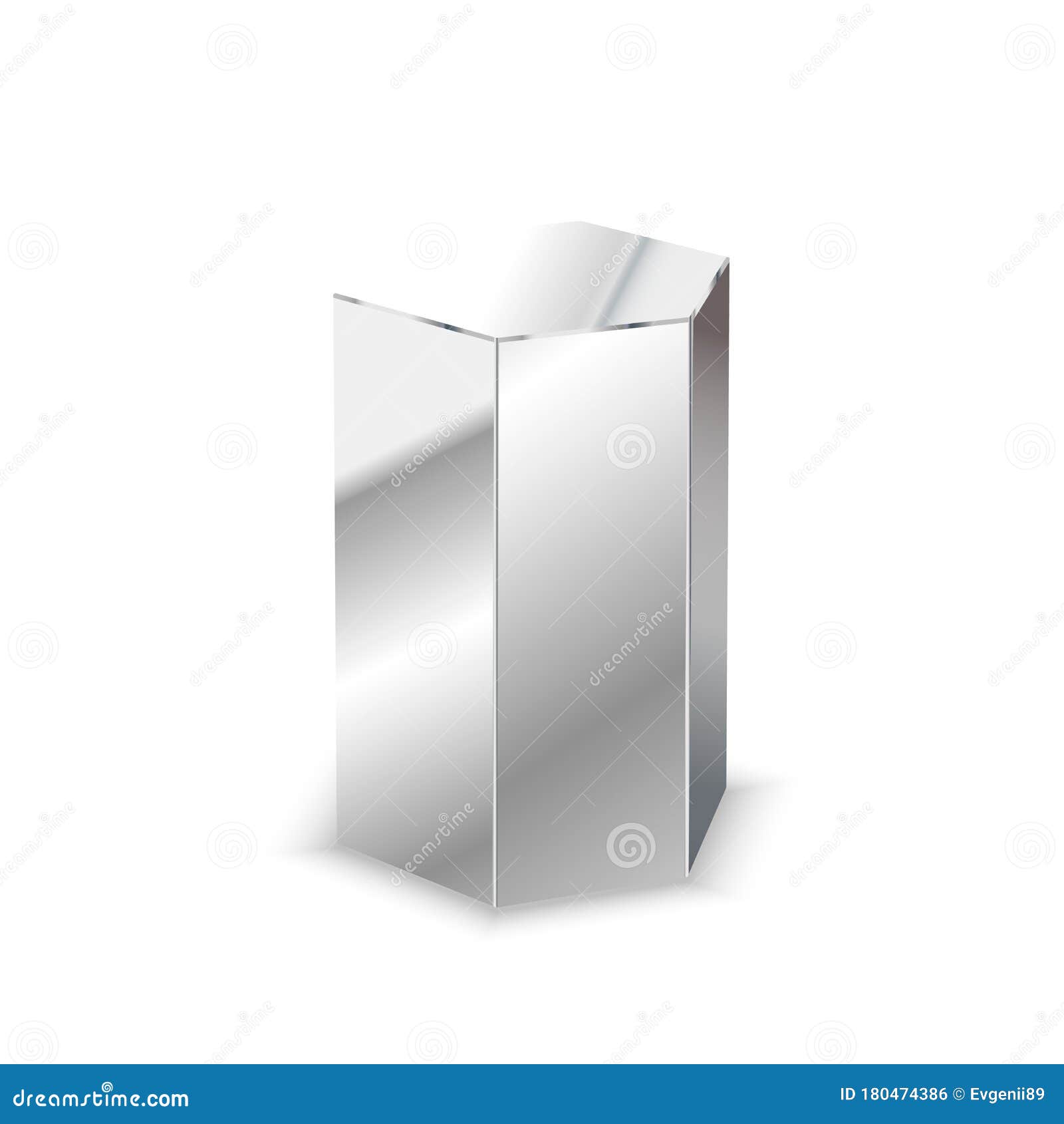 Blank Glossy Metal 3d Hexagonal Prism on White Stock Illustration ...