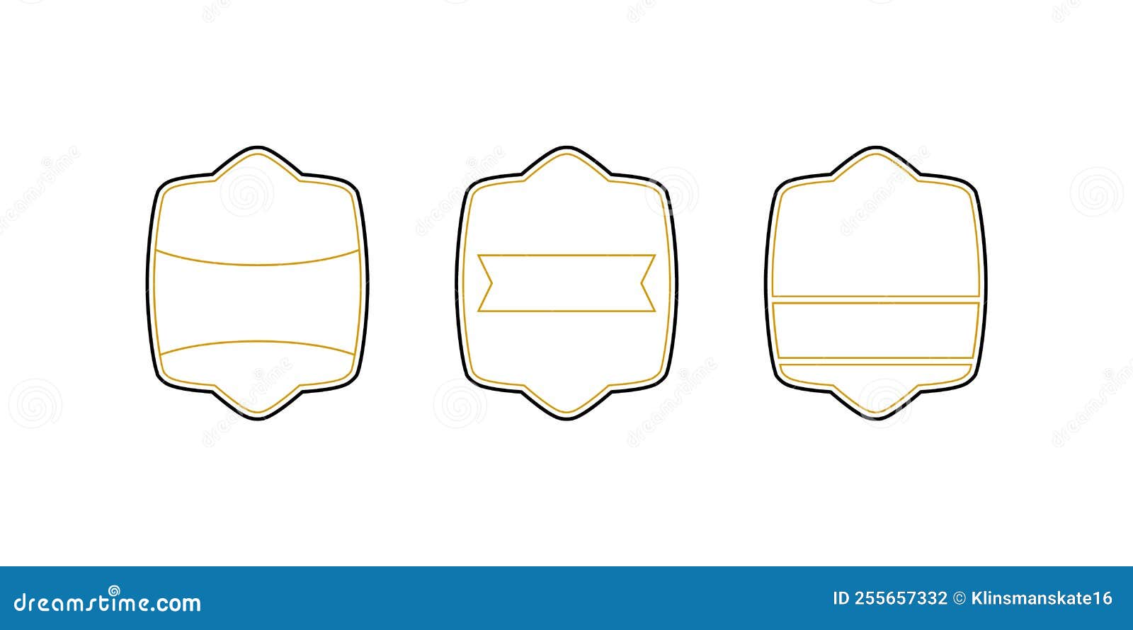 Blank Gold and Black Collection of Retro Stickers Outline Concept ...