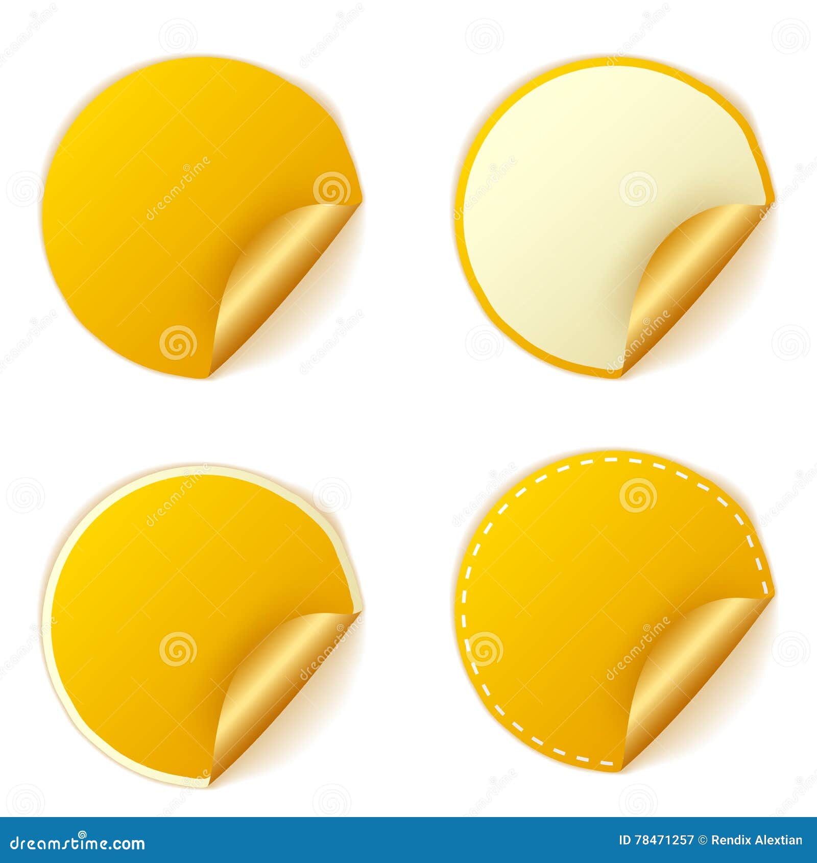 Blank Gold Round Stickers with Curl Sets Stock Vector - Illustration of ...
