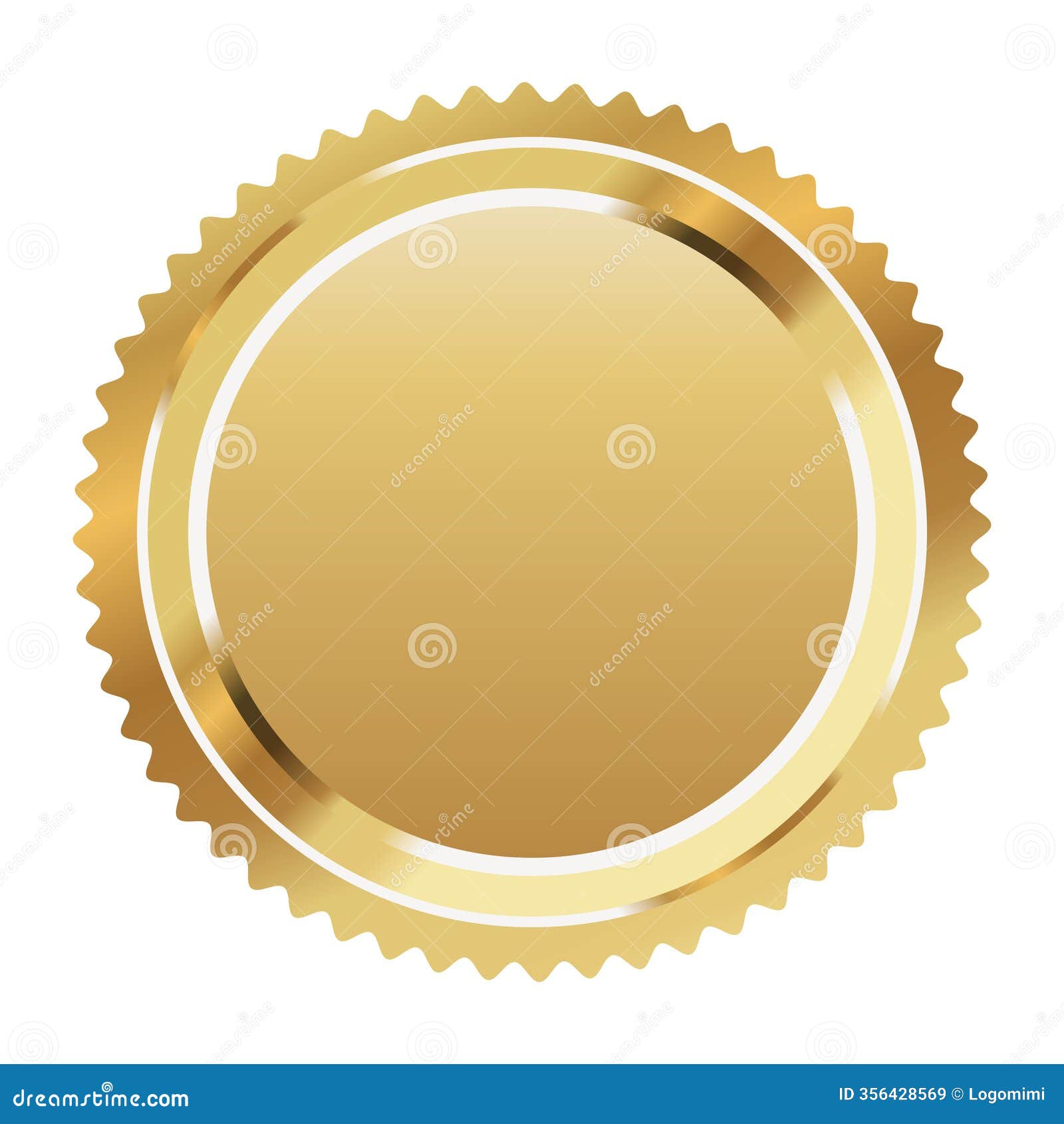 Blank Golden Badge, Empty Gold Medal Label Vector Illustration Stock ...