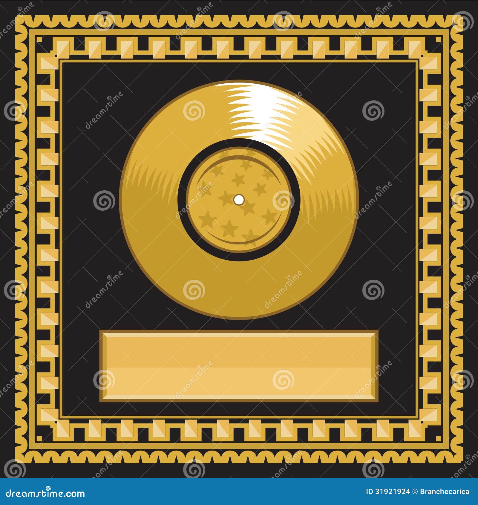 Blank Golden LP Disc in the Frame Stock Vector - Illustration of retro ...
