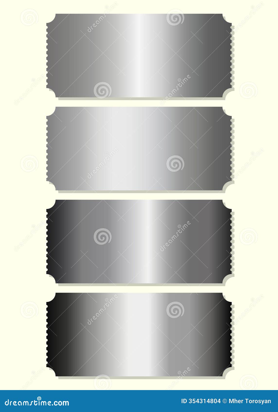Blank Gradient Silver Ticket Set Stock Illustration - Illustration of ...