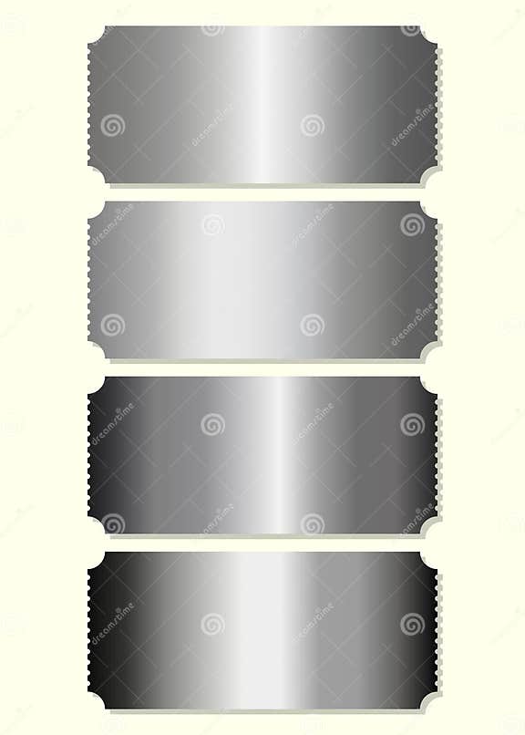 Blank Gradient Silver Ticket Set Stock Illustration - Illustration of ...