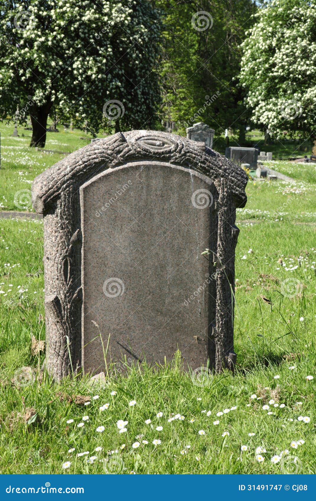 Blank Grave Stone in Graveyard Stock Image - Image of grave, erosion ...