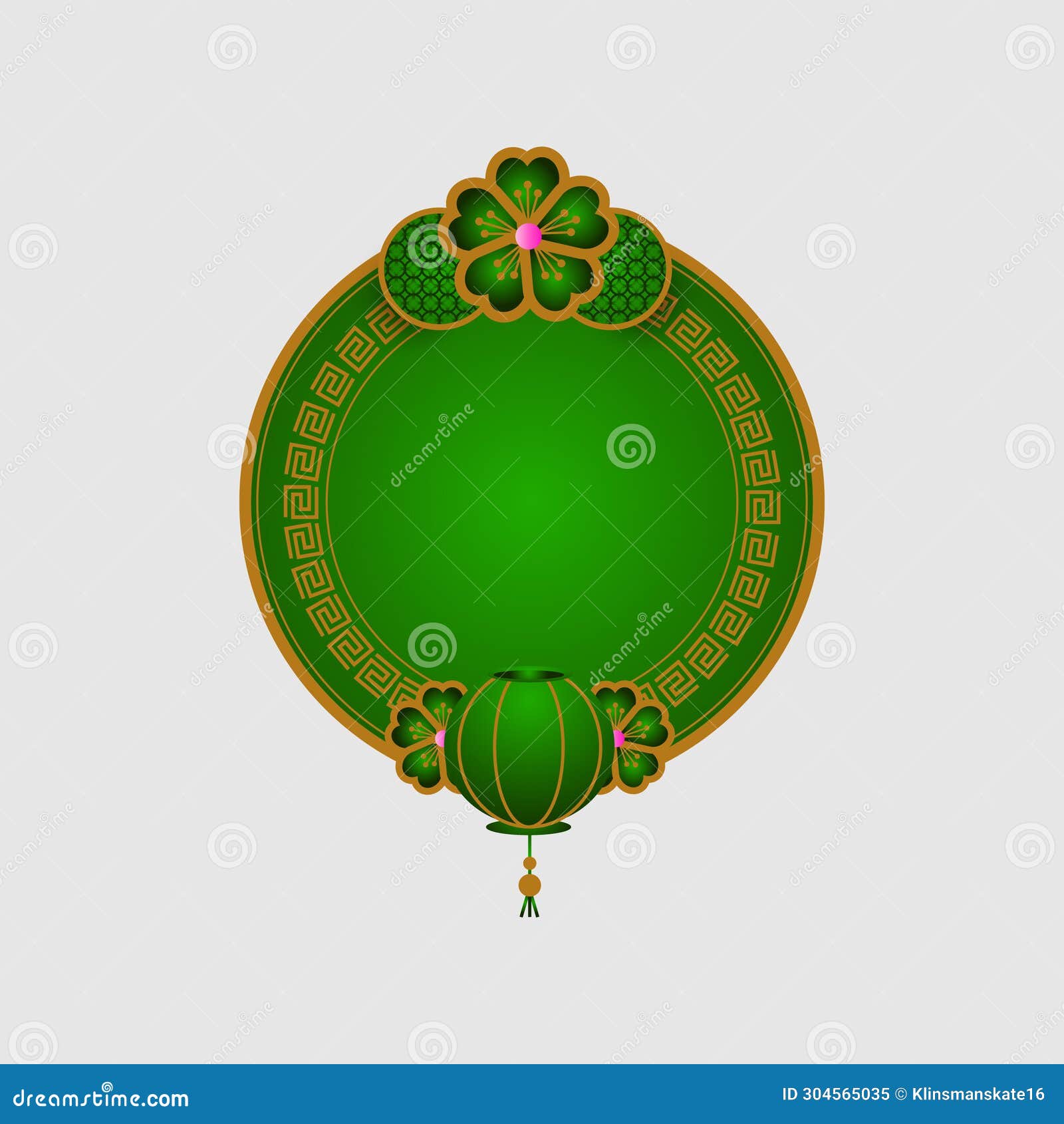 Blank Green Chinese Wishing Frame Card Template Design Stock Vector ...