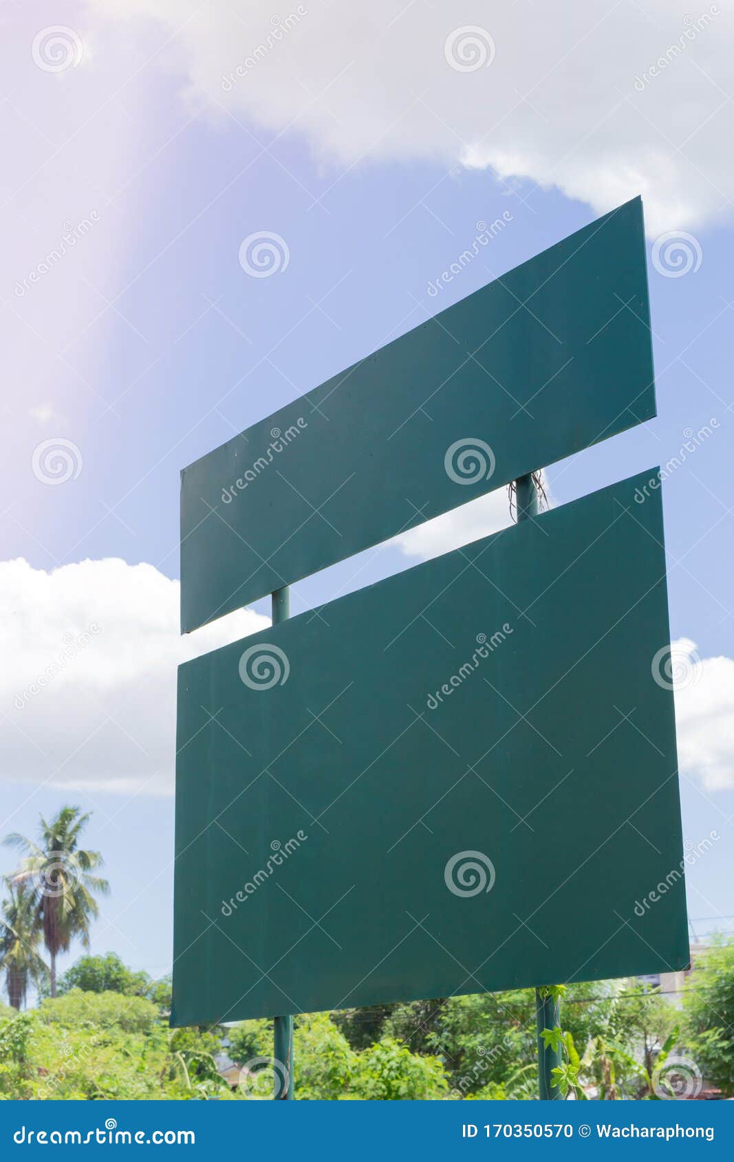 Blank green iron signs stock photo. Image of pole, street - 170350570