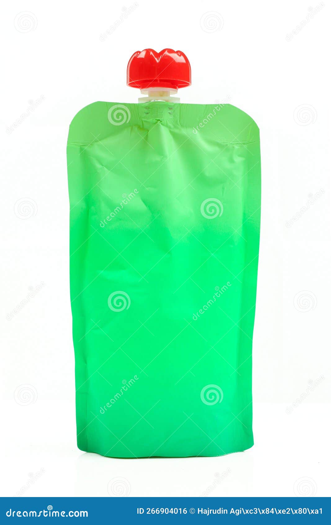 Blank Green Puree Bag. Liquid Container Packaging Isolated on White ...