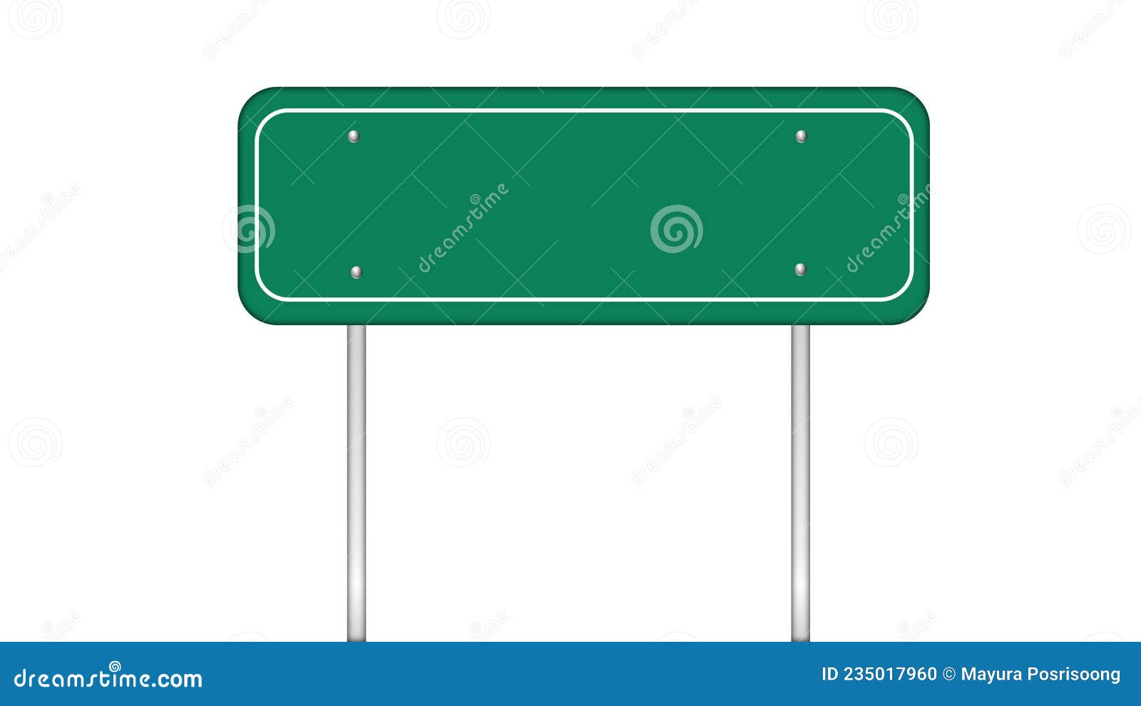 Blank Green Rectangle Road Sign Stock Illustration - Illustration of ...