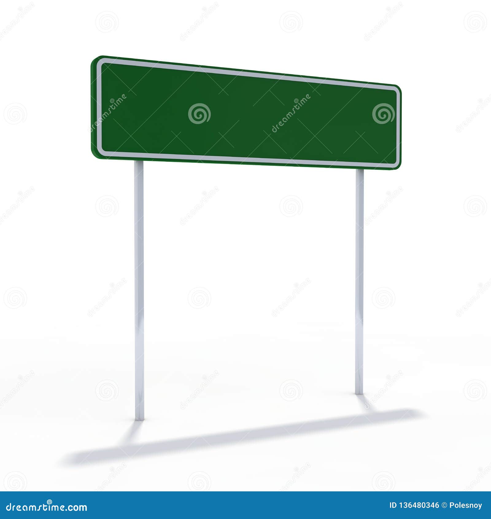 Blank Green Road Sign or Empty Traffic Signs. 3D Stock Illustration ...