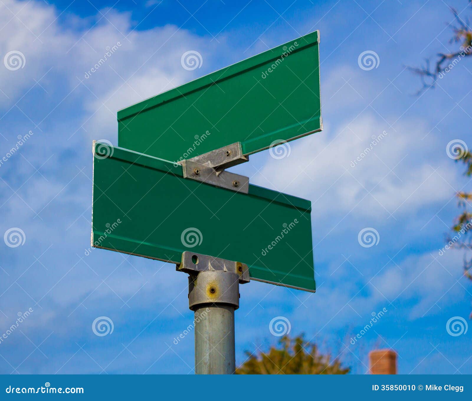 Blank Street Signs Intersection