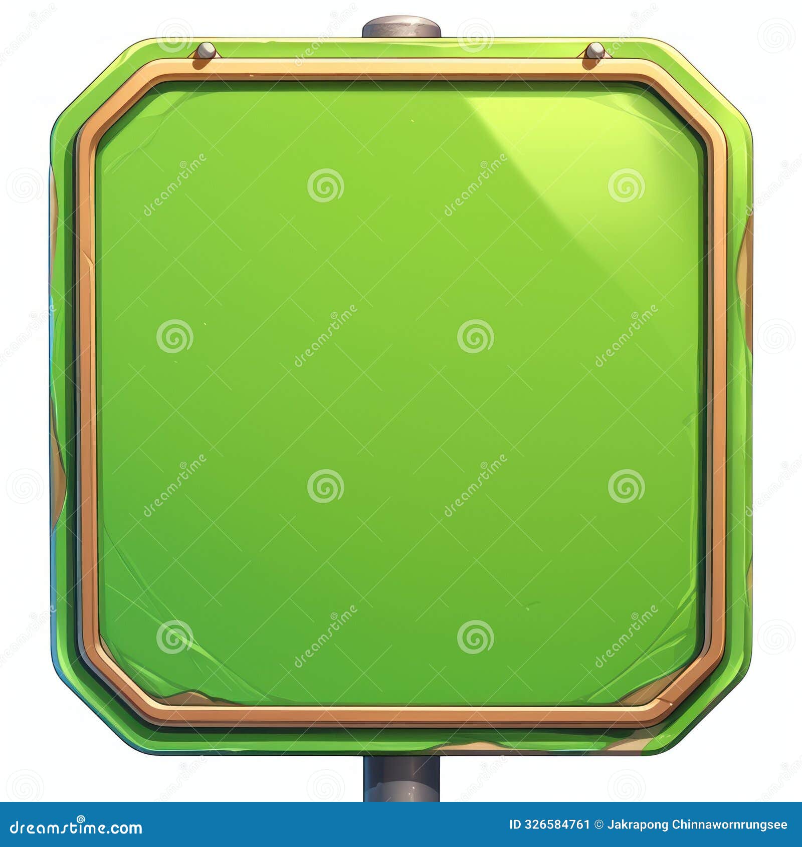 Blank Green Square Sign with a Metallic Frame, Suitable for Adding ...