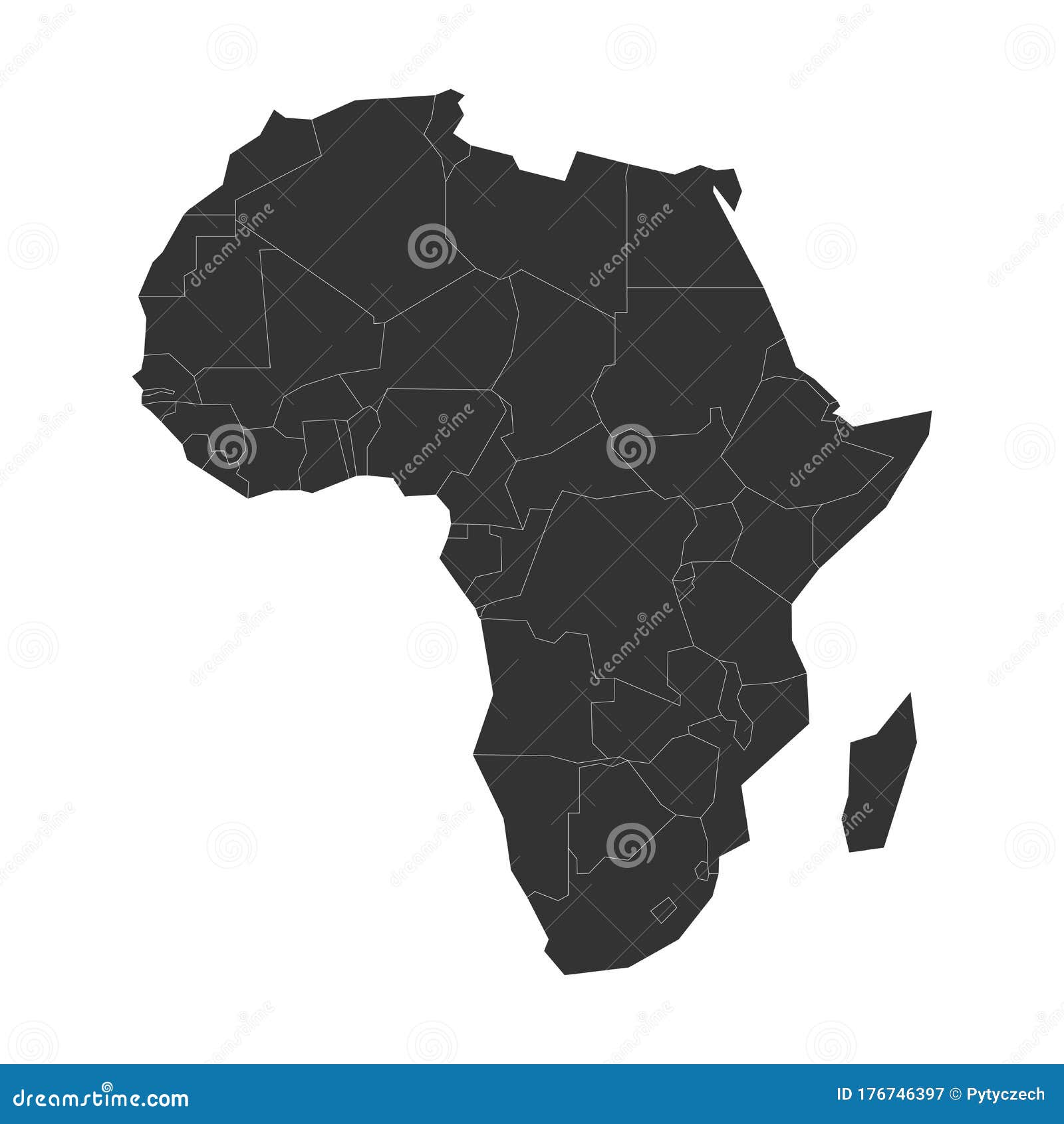 Blank Grey Political Map of Africa. Vector Illustration Stock Vector ...