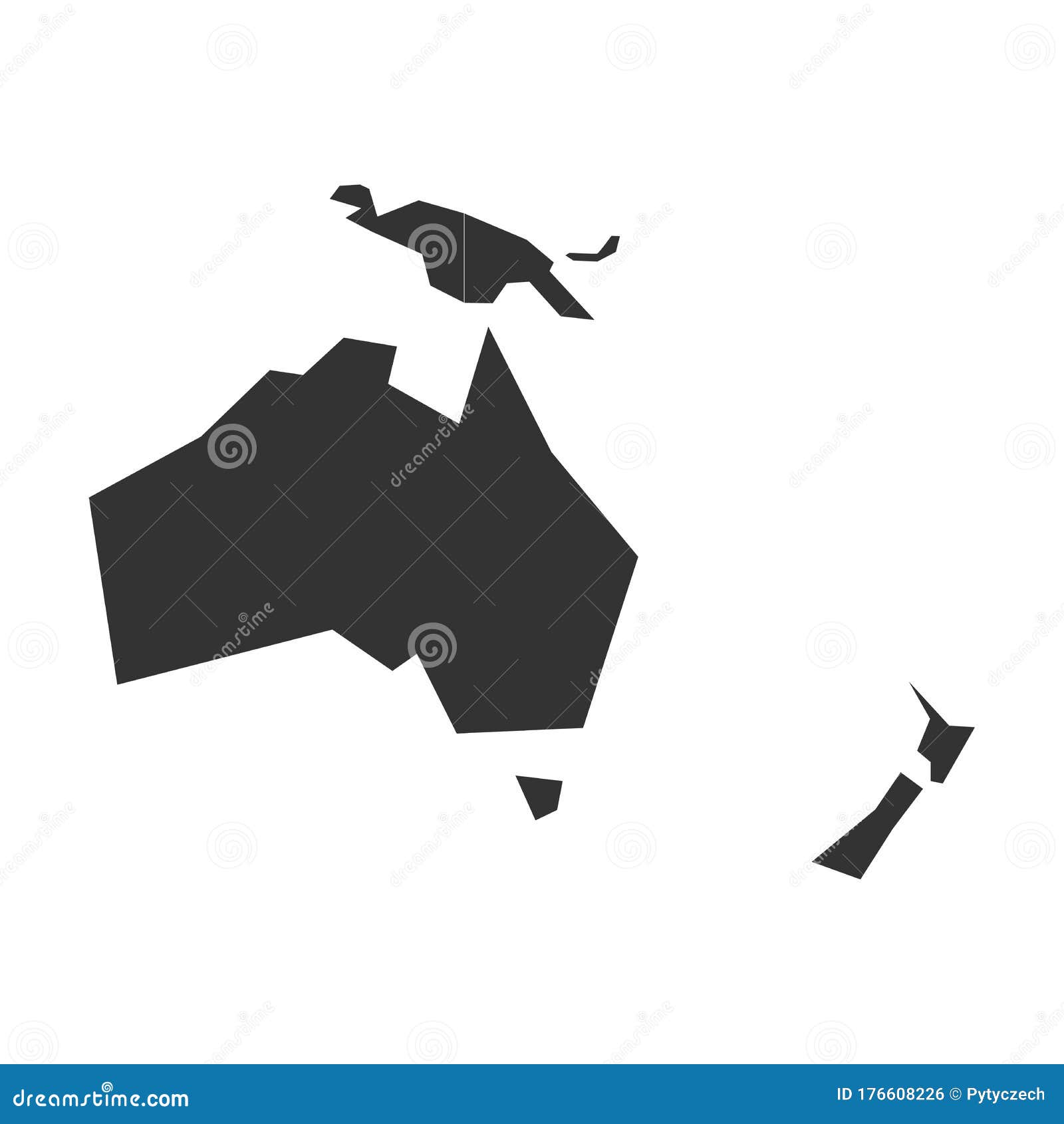 Blank Grey Political Map of Australia and Oceania. Vector Illustration ...