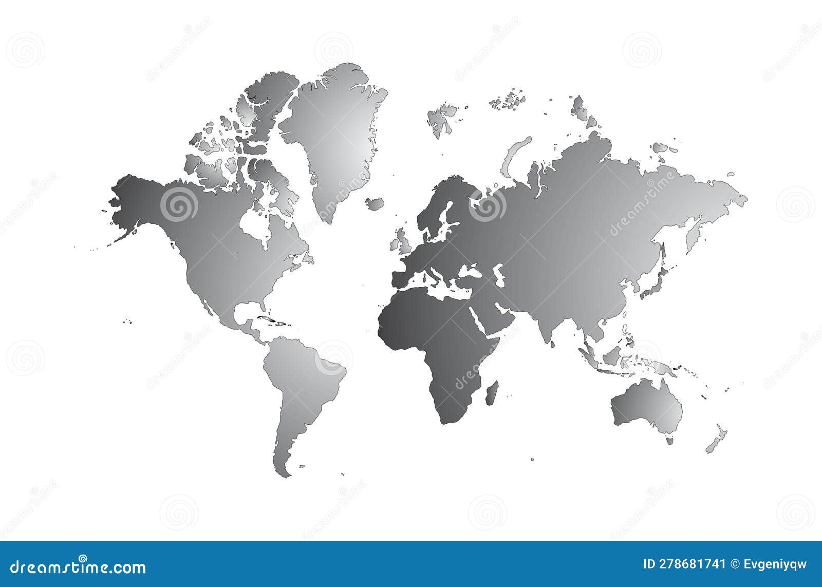 Blank Grey World Map Isolated on White Background. Popular World Map ...