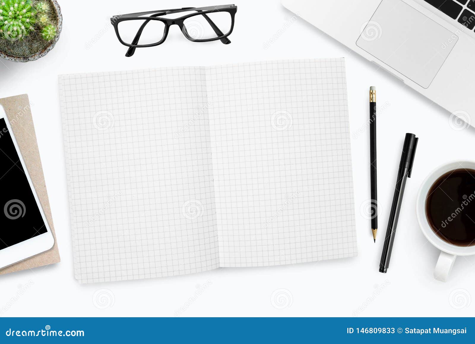 Blank Grid Notebook Recycled Paper Background With Inclusions Of ...