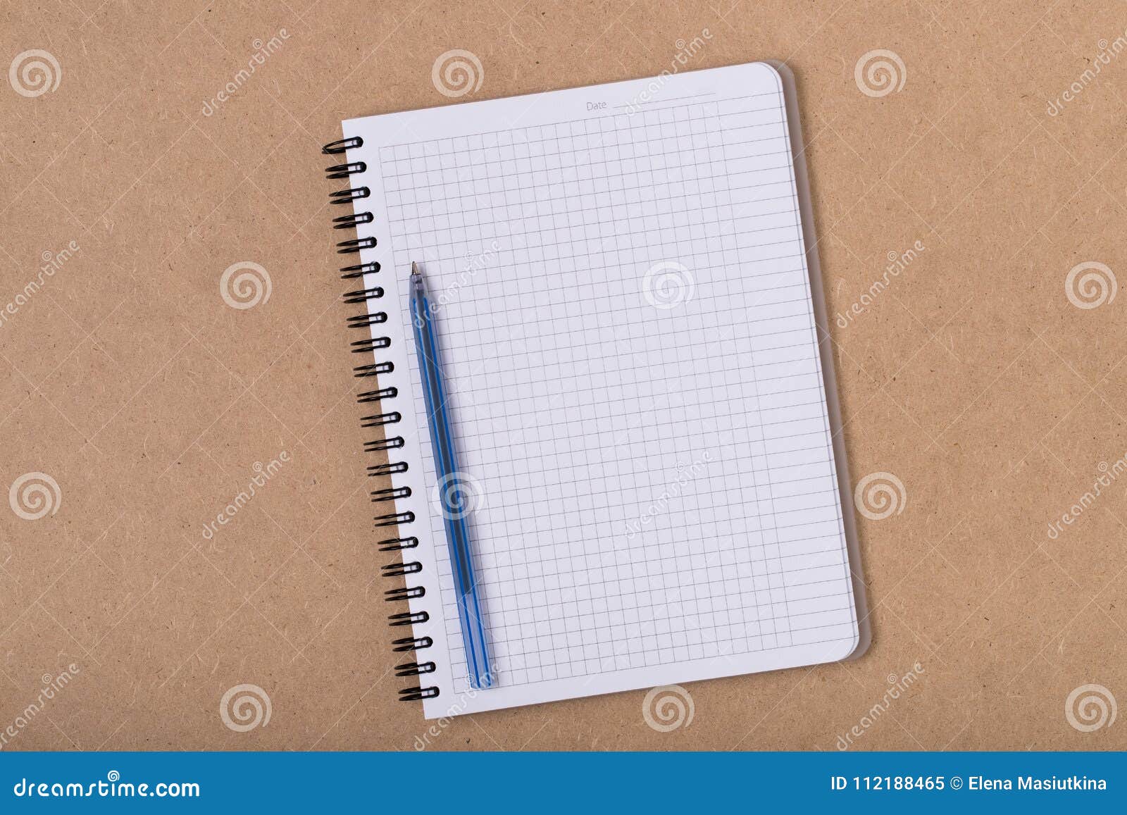 Blank Grid Notebook in Spiral on Board. Stock Image - Image of ...