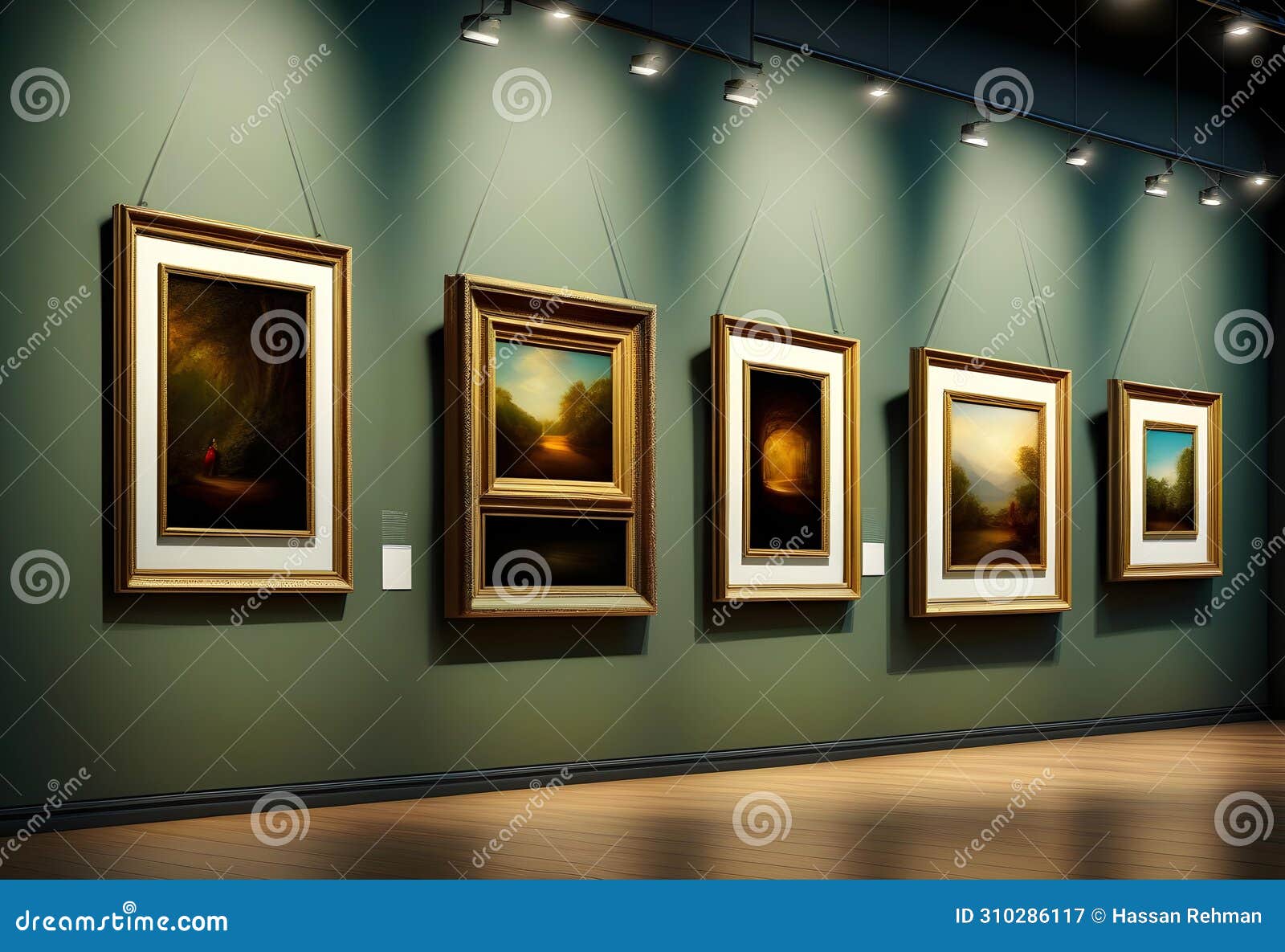 3 Blank Hanging Individual Frames In An Art Gallery Museum Exhibition ...