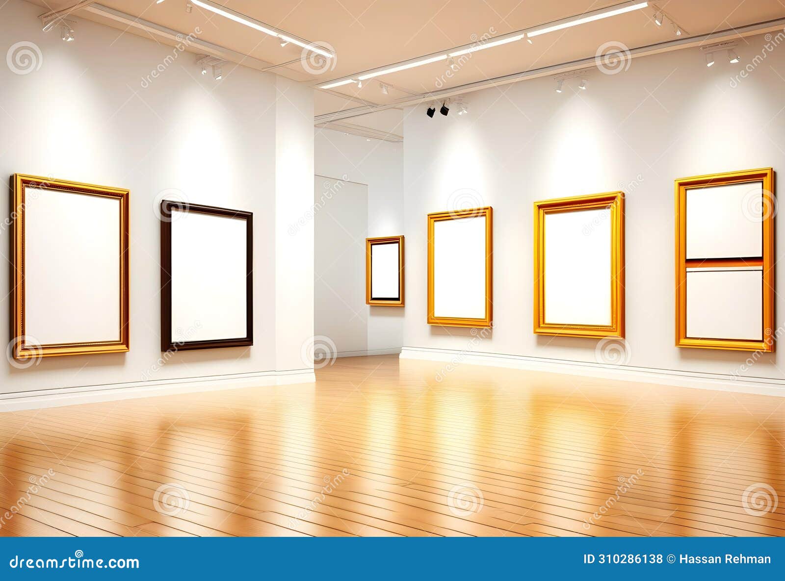 3 Blank Hanging Individual Frames In An Art Gallery Museum Exhibition ...